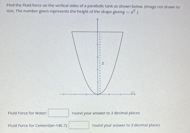 [ANSWERED] Find the Fluid force on the vertical sides of a parabolic ...