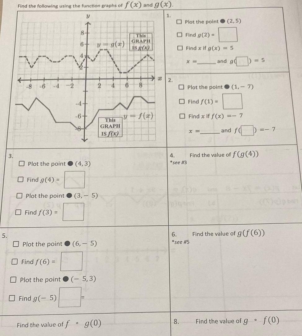 [answered] 5 3 Find The Following Using The Function Graphs Of F X And