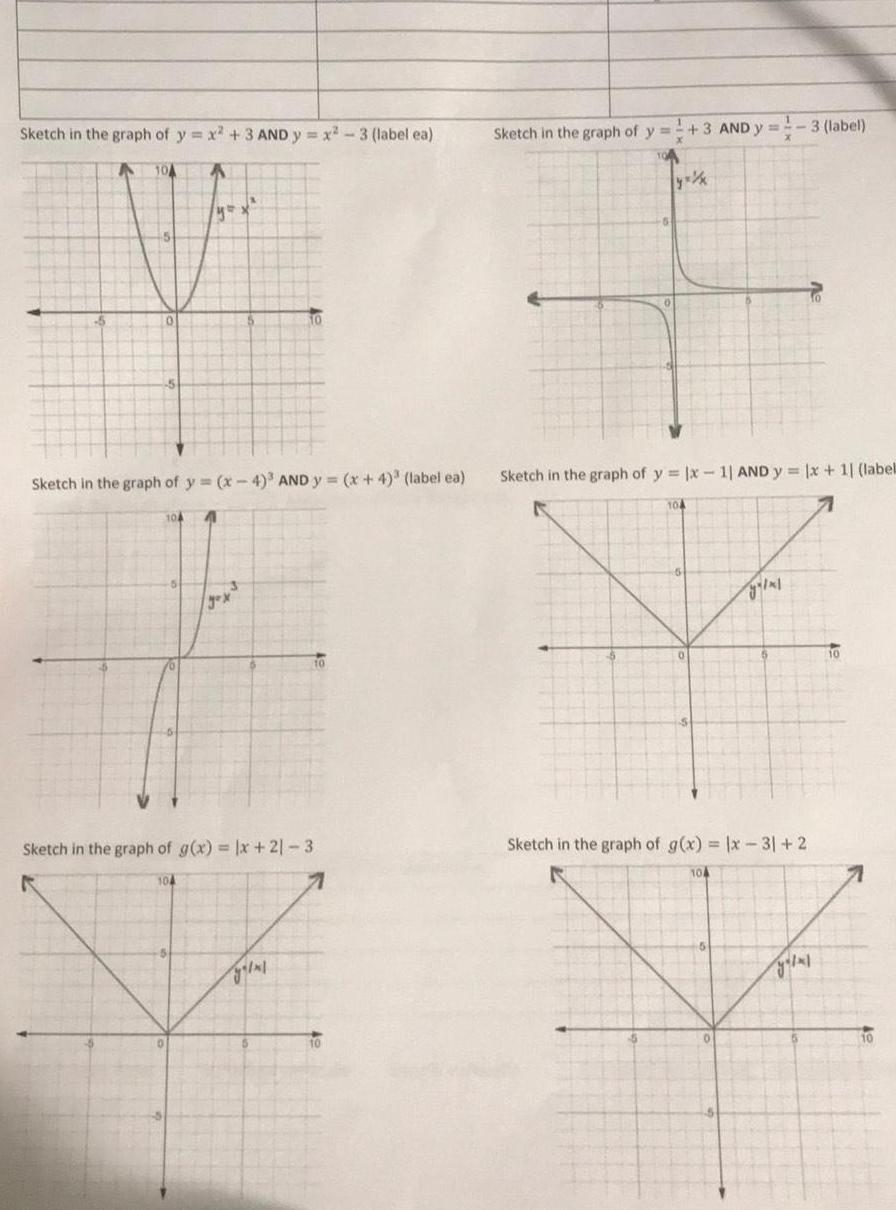 [ANSWERED] Sketch in the graph of y x 3 AND y x 3 label ea A 10 0 yo ...