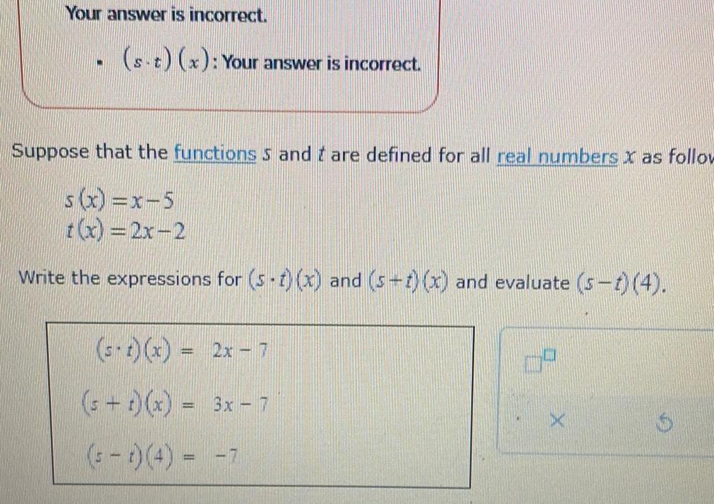 [ANSWERED] Your answer is incorrect s t x Your answer is incorrect - Kunduz