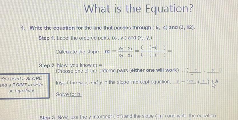 [ANSWERED] What is the Equation 1 Write the equation for the line that - Kunduz