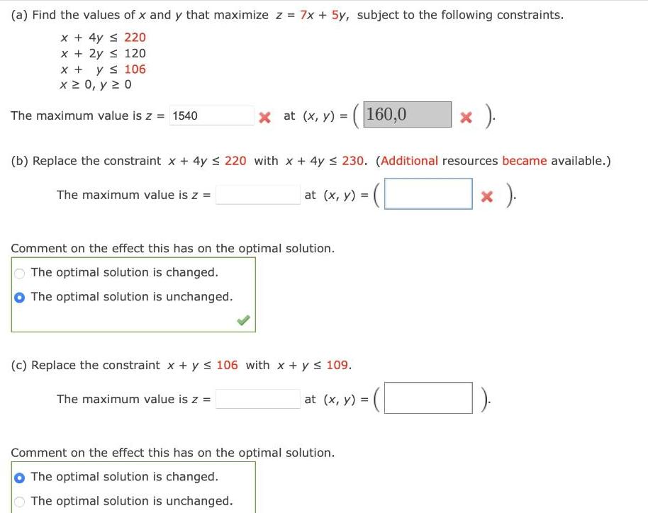 [answered] A Find The Values Of X And Y That Maximize Z 7x 5y Subject