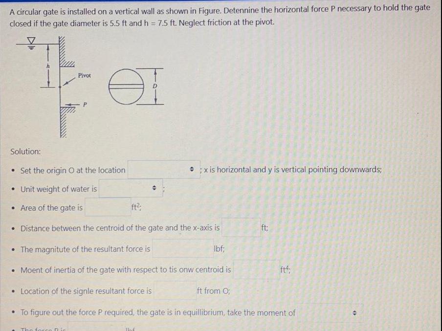 [ANSWERED] A circular gate is installed on a vertical wall as shown in - Kunduz
