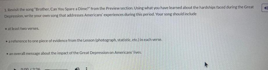 [ANSWERED] 1 Revisit the song Brother Can You Spare a Dime from the ...