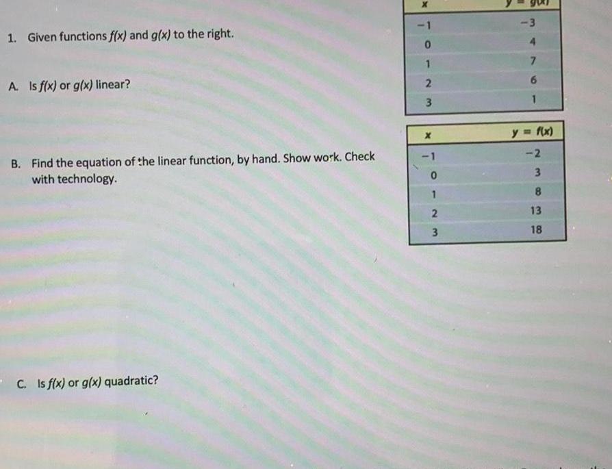 Answered 1 Given Functions F X And G X To The Right A Is F X Or G X Kunduz 