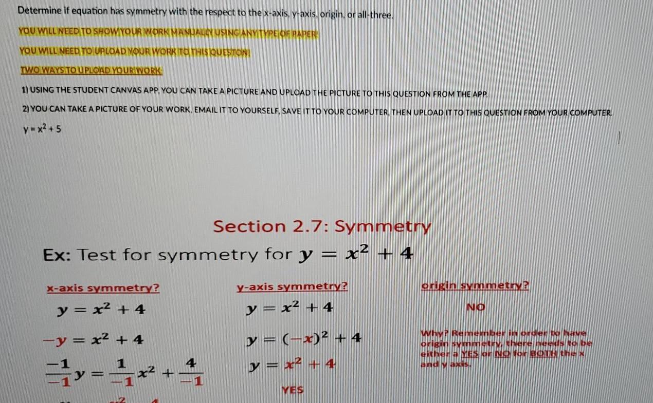[ANSWERED] Determine if equation has symmetry with the respect to the x ...