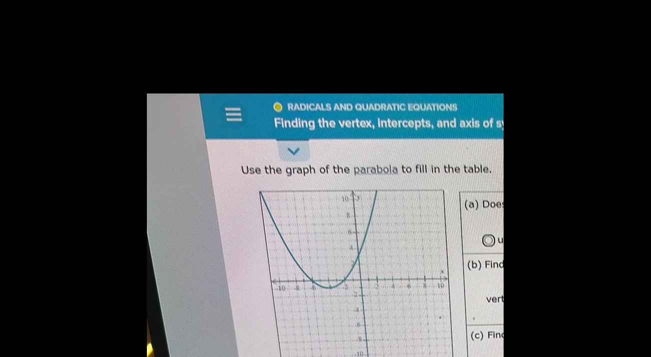 [ANSWERED] ORADICALS AND QUADRATIC EQUATIONS Finding the vertex - Kunduz