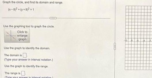 [ANSWERED] Graph the circle and find its domain and range x 8 y 8 2 1 ...