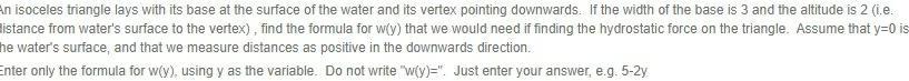 [ANSWERED] An isoceles triangle lays with its base at the surface of ...