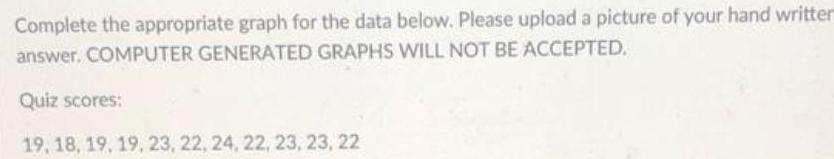 [ANSWERED] Complete the appropriate graph for the data below Please ...