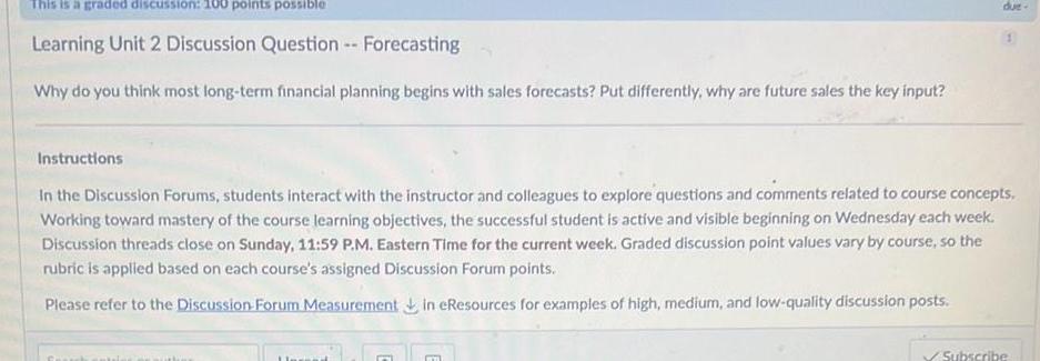 [ANSWERED] This is a graded discussion 100 points possible Learning - Kunduz