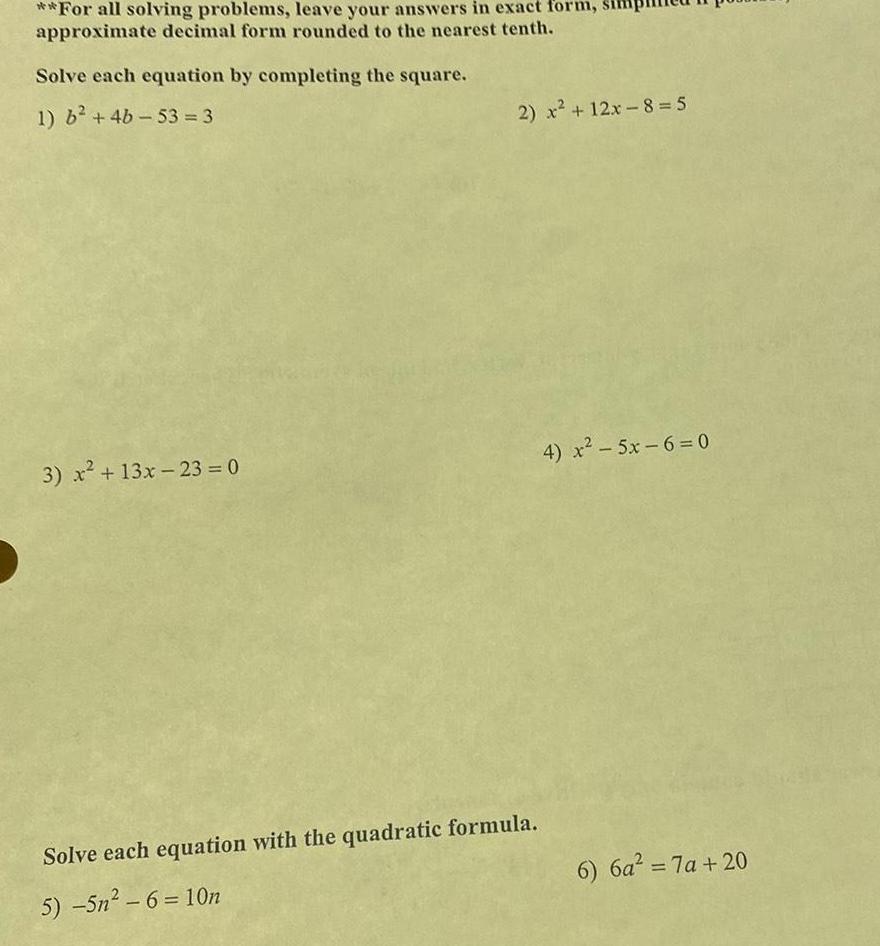 [ANSWERED] For all solving problems leave your answers in exact form ...