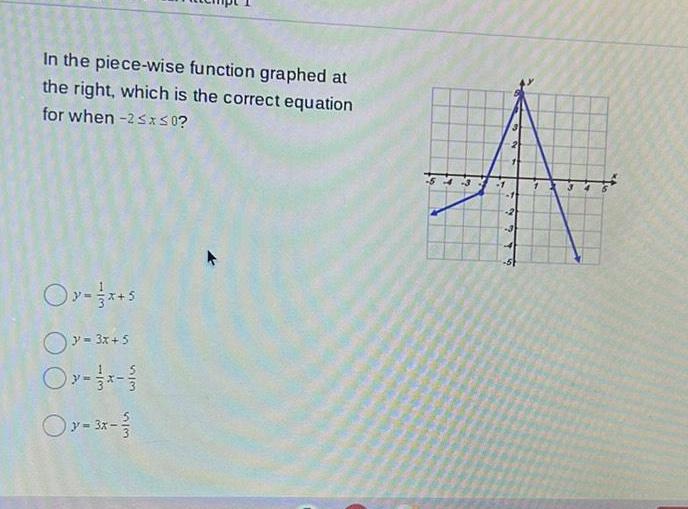 [ANSWERED] In the piece wise function graphed at the right which is the ...