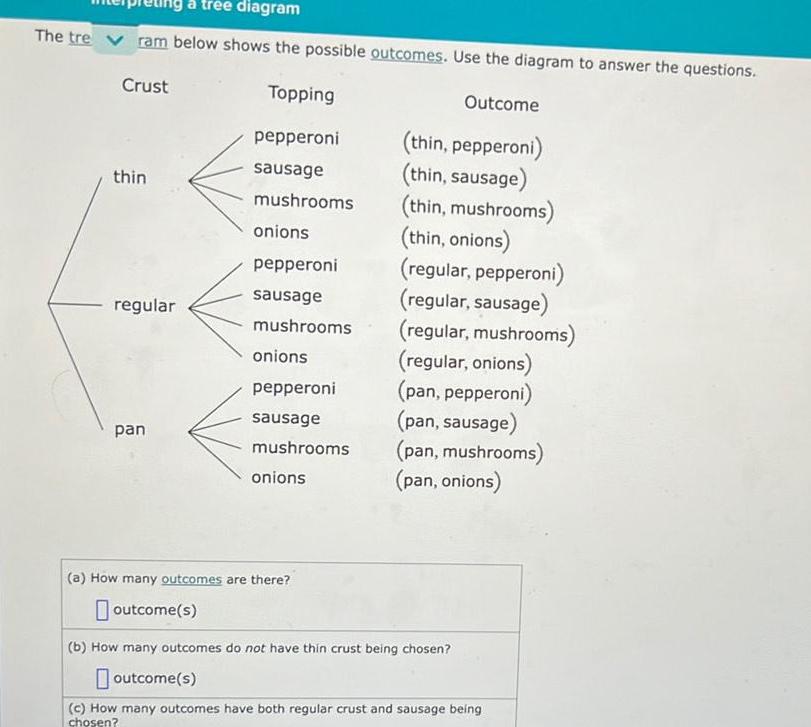 [ANSWERED] The tre tree diagram ram below shows the possible outcomes ...