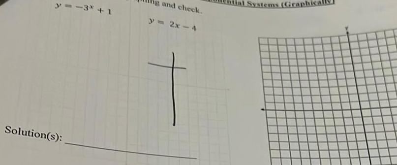 [ANSWERED] y 3 1 Solution s and check y 2x 4 Systems Graphic - Kunduz