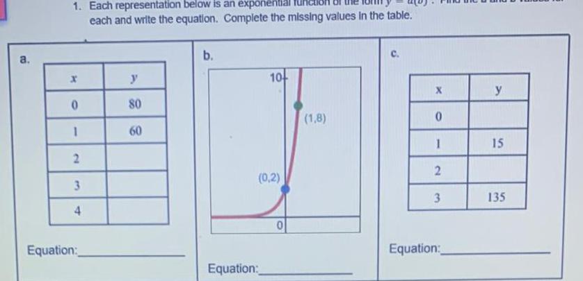 [ANSWERED] a 1 Each representation below is an exponential each and ...