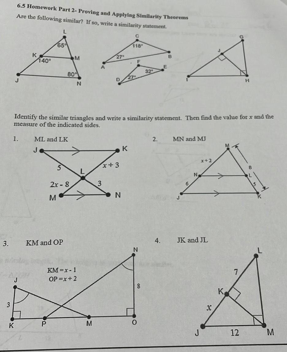 [ANSWERED] 3 3 6 5 Homework Part 2 Proving and Applying Similarity - Kunduz