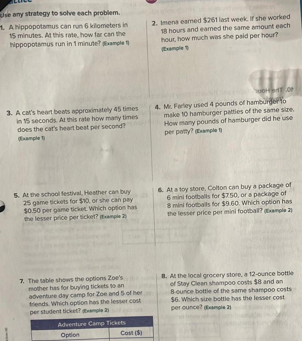 [ANSWERED] Use any strategy to solve each problem 1 A hippopotamus can - Kunduz