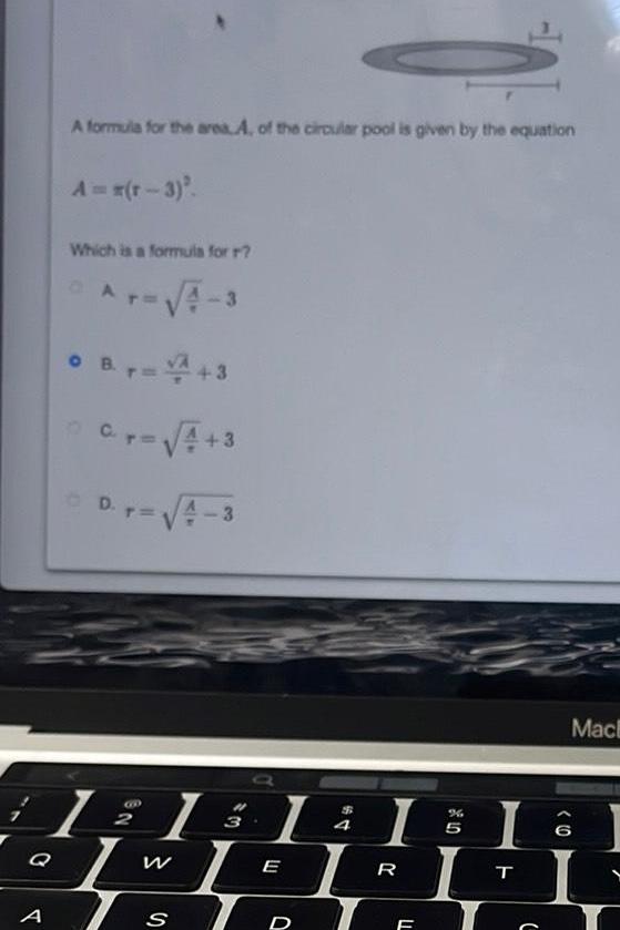 [ANSWERED] A A formula for the area A of the circular pool is given by ...