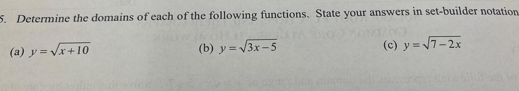 [ANSWERED] 5 Determine the domains of each of the following functions - Kunduz