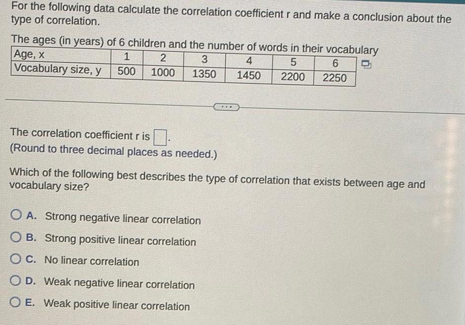 [answered] For The Following Data Calculate The Correlation