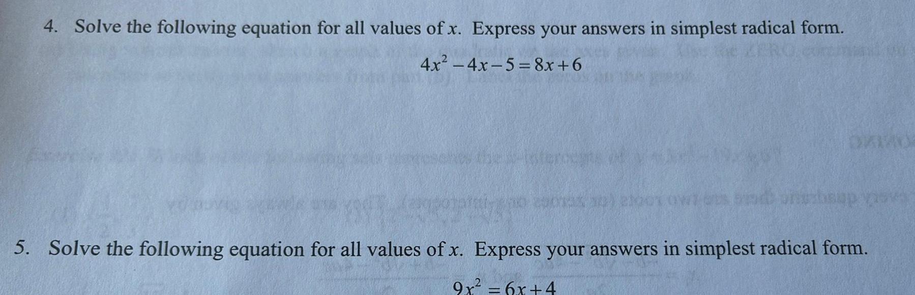 [ANSWERED] 4 Solve the following equation for all values of x Express - Kunduz