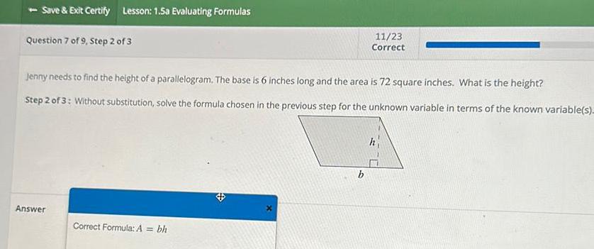 [ANSWERED] Save Exit Certify Lesson 1 5a Evaluating Formulas Question 7 ...