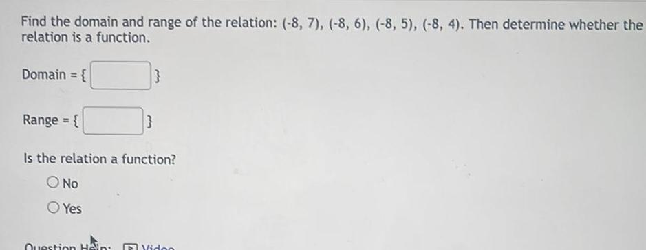 [answered] Find The Domain And Range Of The Relation 8 7 8 6 8 5 8 4