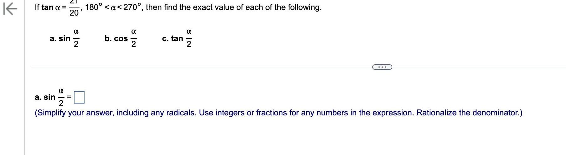 [ANSWERED] K If tan 20 a sin a sin 2 180 a 270 then find the exact - Kunduz