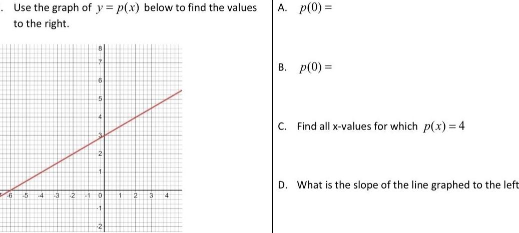 [ANSWERED] 6 Use the graph of y p x below to find the values to the - Kunduz