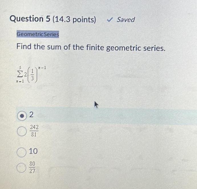 [answered] Question 5 14 3 Points Saved Geometric Series Find The Sum Kunduz