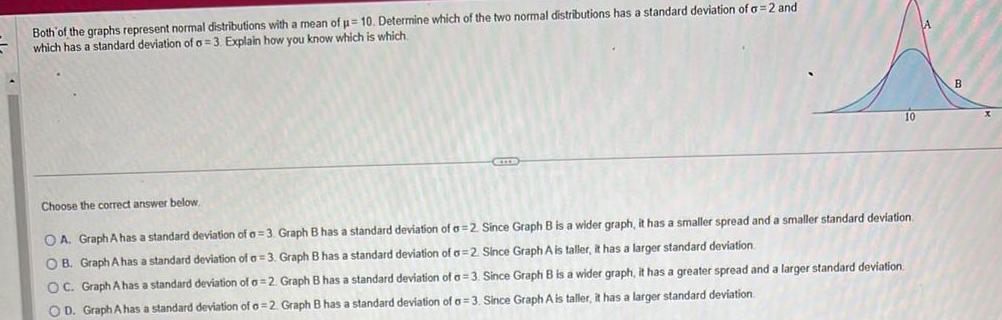 [ANSWERED] Both of the graphs represent normal distributions with a - Kunduz