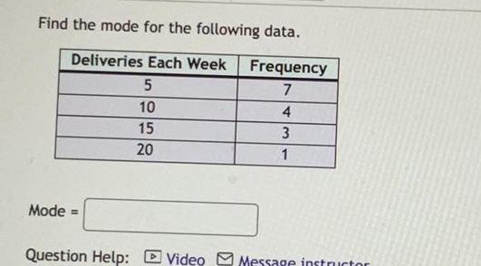[ANSWERED] Find the mode for the following data Deliveries Each Week 5 - Kunduz