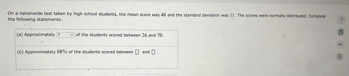 [ANSWERED] On a nationwide test taken by high school students the mean ...