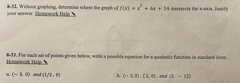 [answered] 8 32 Without Graphing Determine Where The Graph Of F X X 6x Kunduz