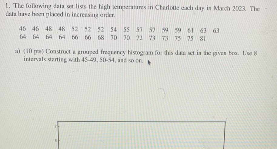 [ANSWERED] 1 The following data set lists the high temperatures in - Kunduz