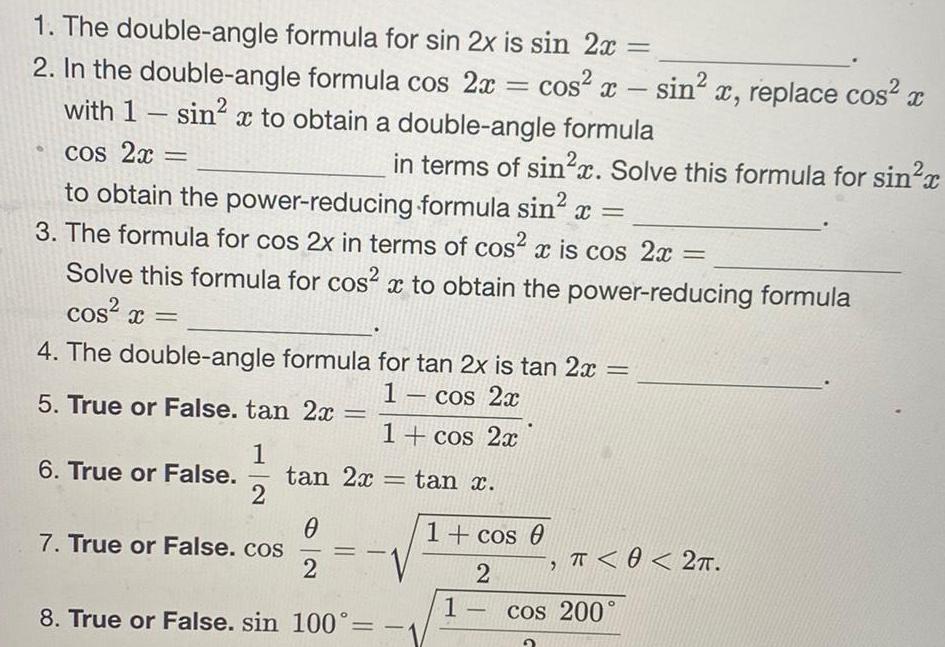 ANSWERED 1 The Double Angle Formula For Sin 2x Is Sin 2x 2 In The ANSWERED 1 The Double Angle Formula For Sin 2x Is Sin 2x 2 In The