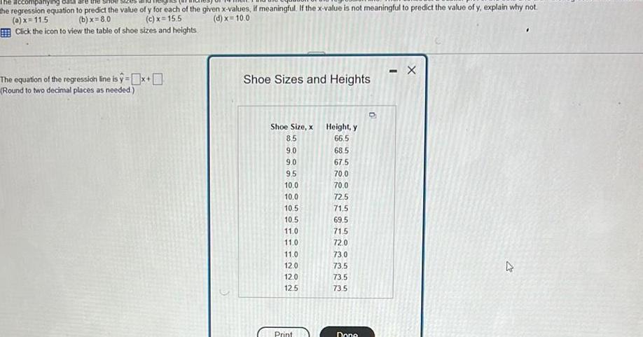 [ANSWERED] The accompanying data are the the regression equation to - Kunduz