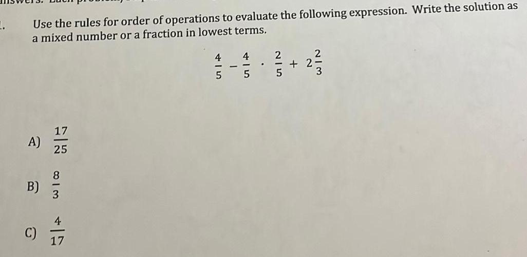 ANSWERED 1 Use The Rules For Order Of Operations To Evaluate ANSWERED 1 Use The Rules For Order Of Operations To Evaluate