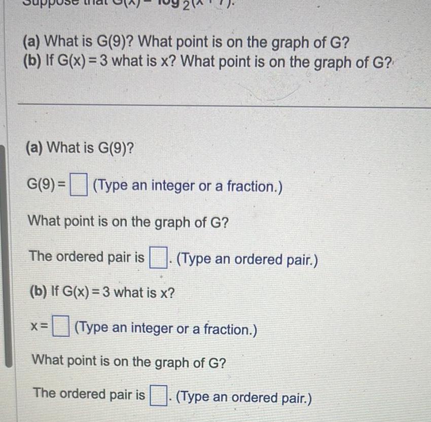ANSWERED A What Is G 9 What Point Is On The Graph Of G B If G X 3 ANSWERED A What Is G 9 What Point Is On The Graph Of G B If G X 3