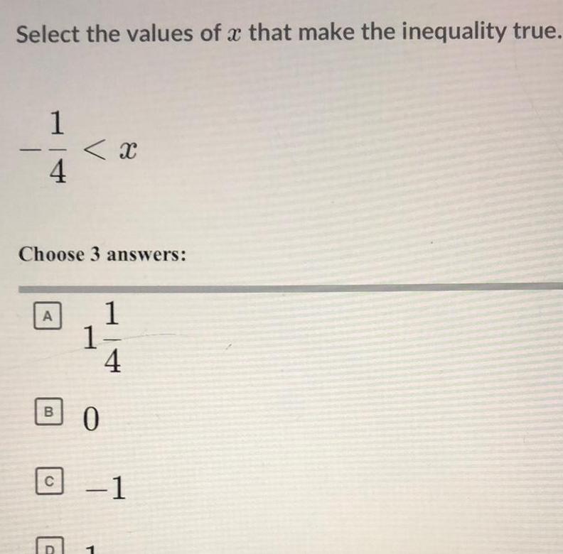 ANSWERED Select The Values Of X That Make The Inequality True ANSWERED Select The Values Of X That Make The Inequality True