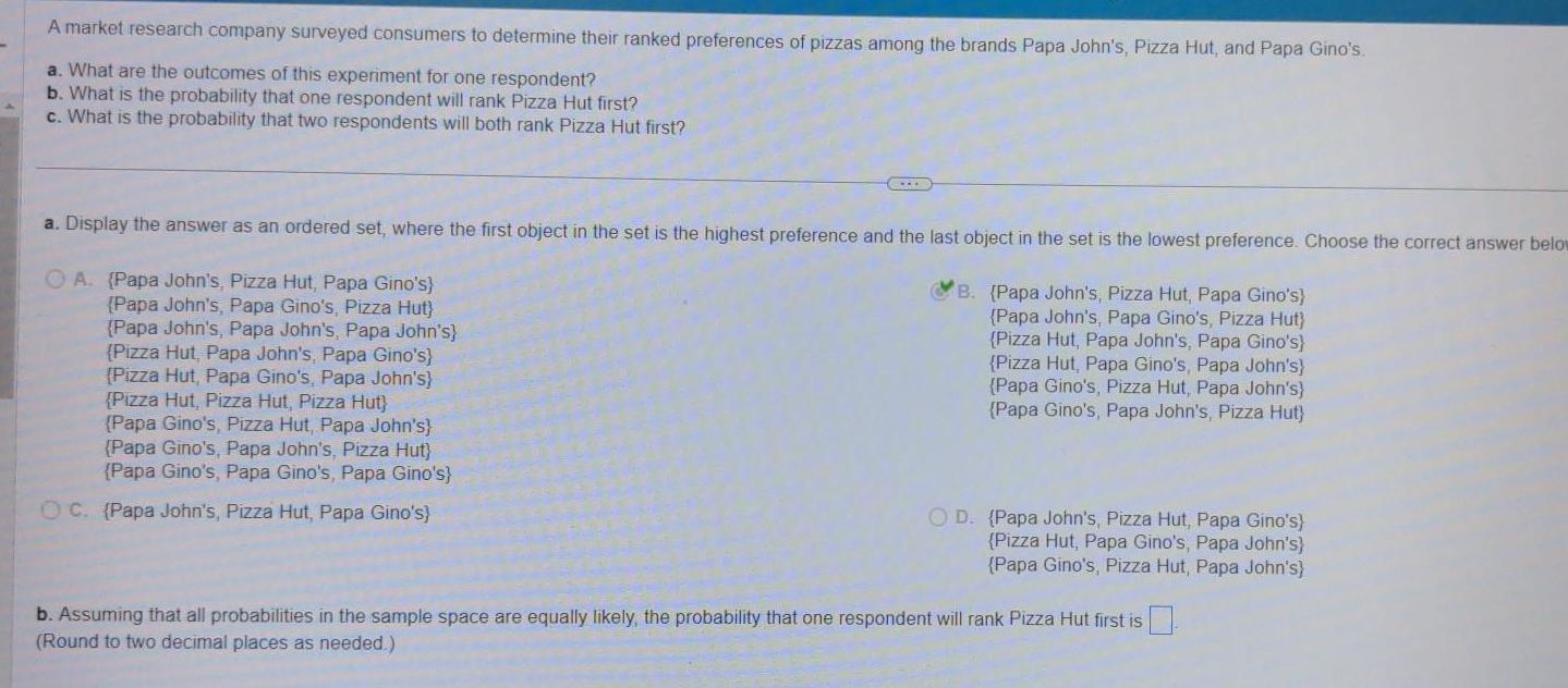 [ANSWERED] A market research company surveyed consumers t... - Math ...