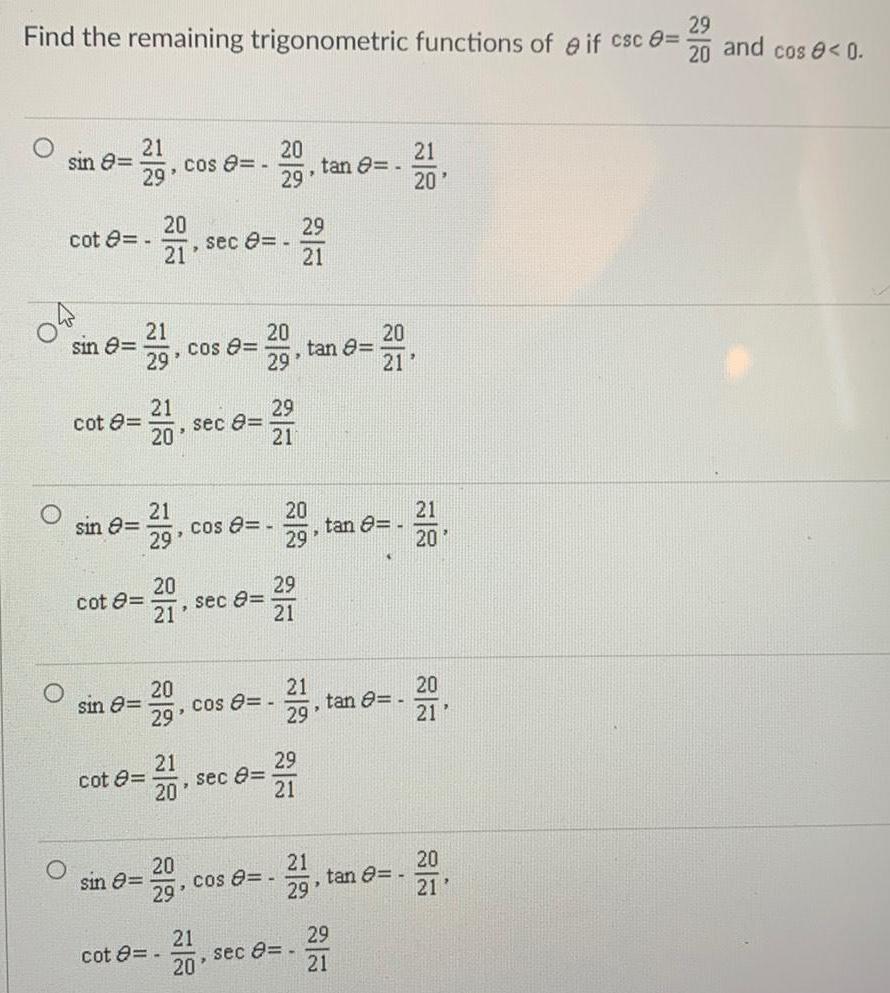 ANSWERED Find The Remaining Trigonometric Functions Of Math ANSWERED Find The Remaining Trigonometric Functions Of Math