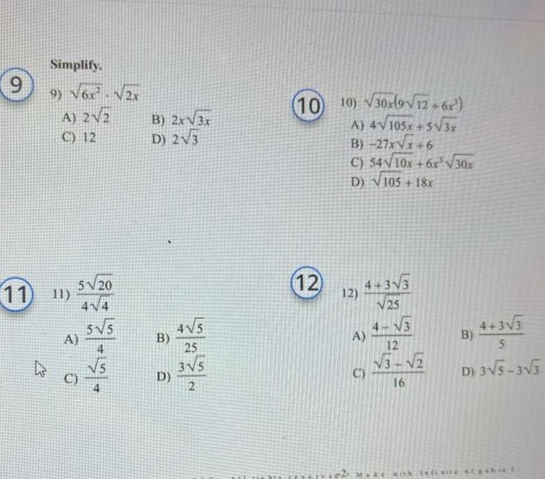 ANSWERED 9 Simplify 9 6x X 2x W A 2 2 C 12 11 II 11 5 20 4 4 ANSWERED 9 Simplify 9 6x X 2x W A 2 2 C 12 11 II 11 5 20 4 4